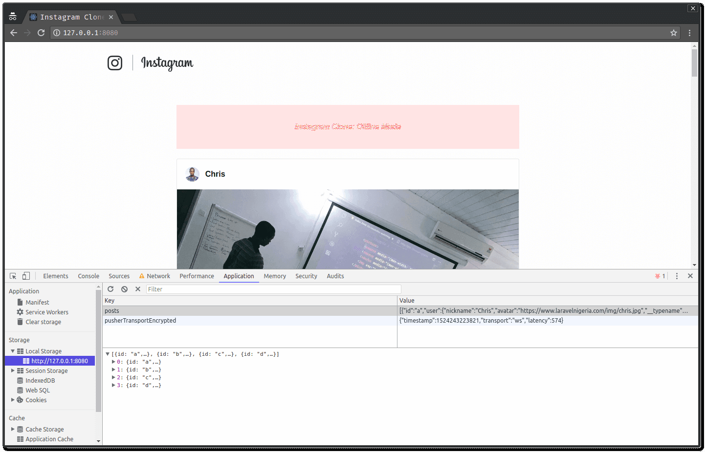 Build a realtime Instagram clone — Part 4: Going offline with service workers | Pusher tutorials